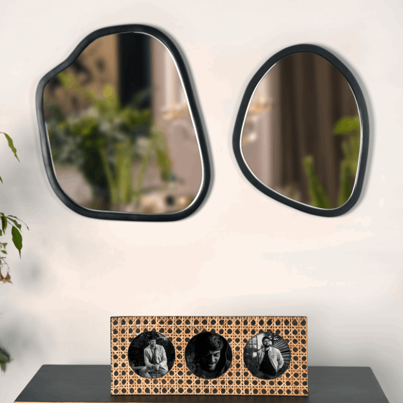 Shop Premium Mirrors | Opaque Studio | Asymmetrical Teak & Cane Mirror ...